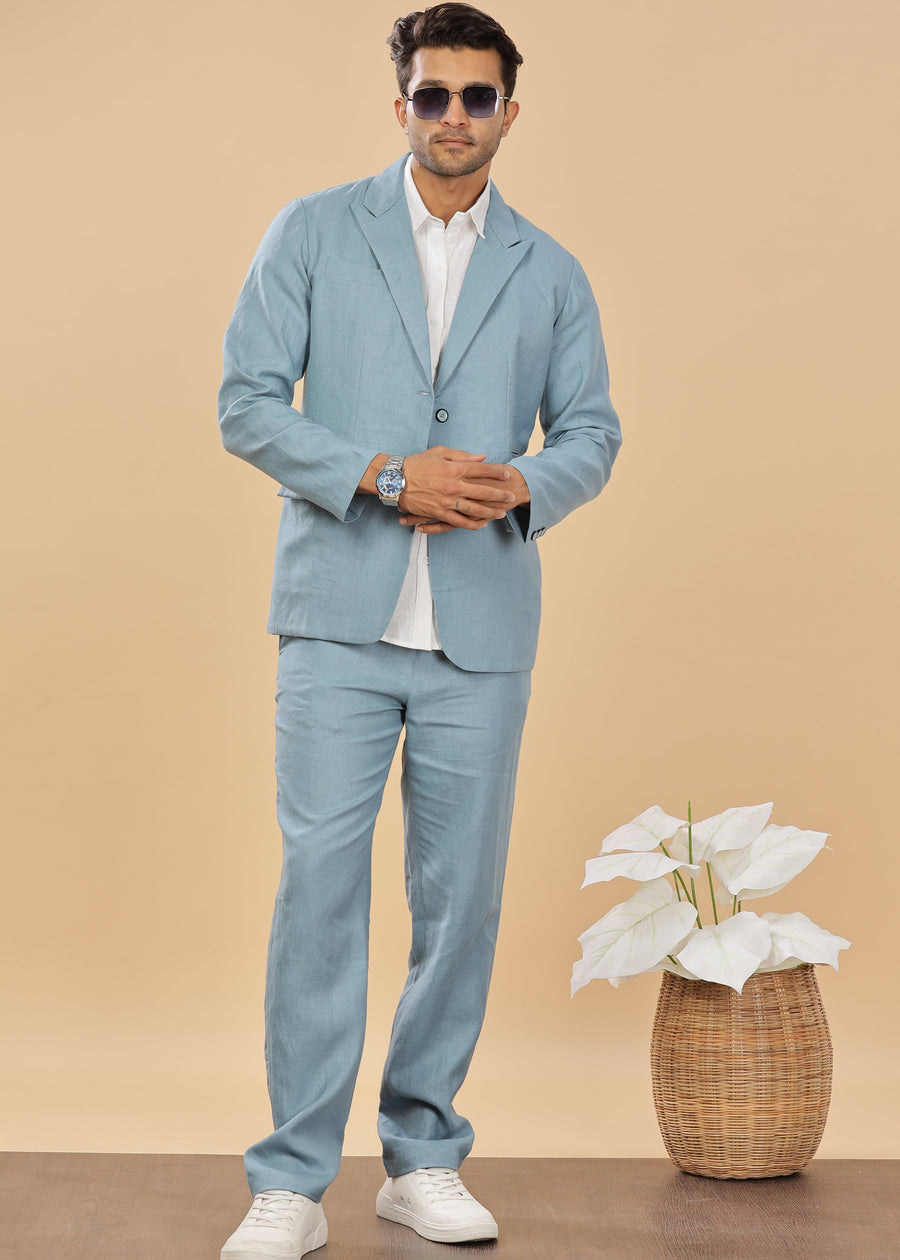 Deconstructed jacket and trouser set | Linen Trail