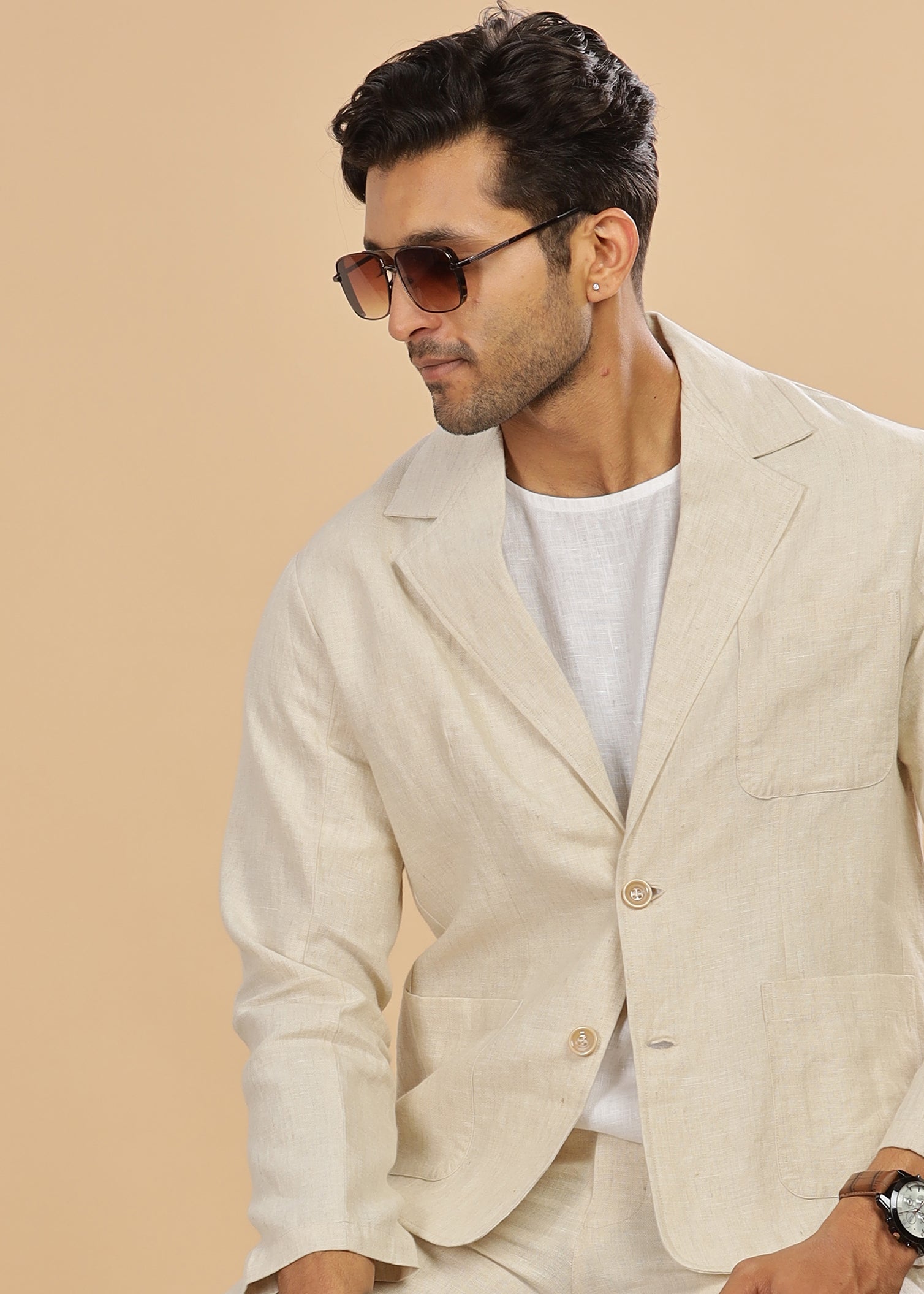 Ecru Classic Pure Linen Jacket for Men – Linen Trail