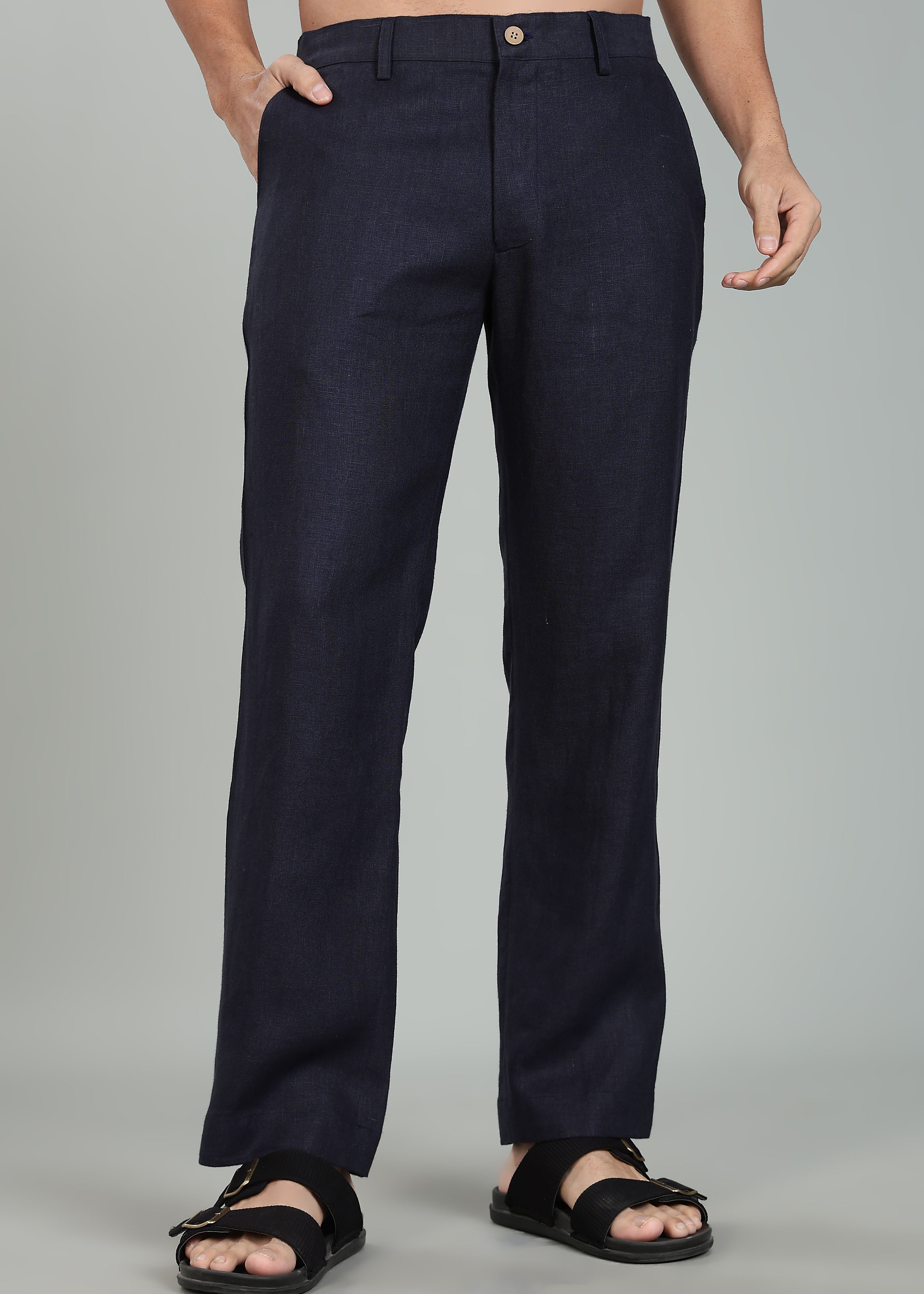 Ray - Pure Linen Trousers - Regal Blue – Linen Trail