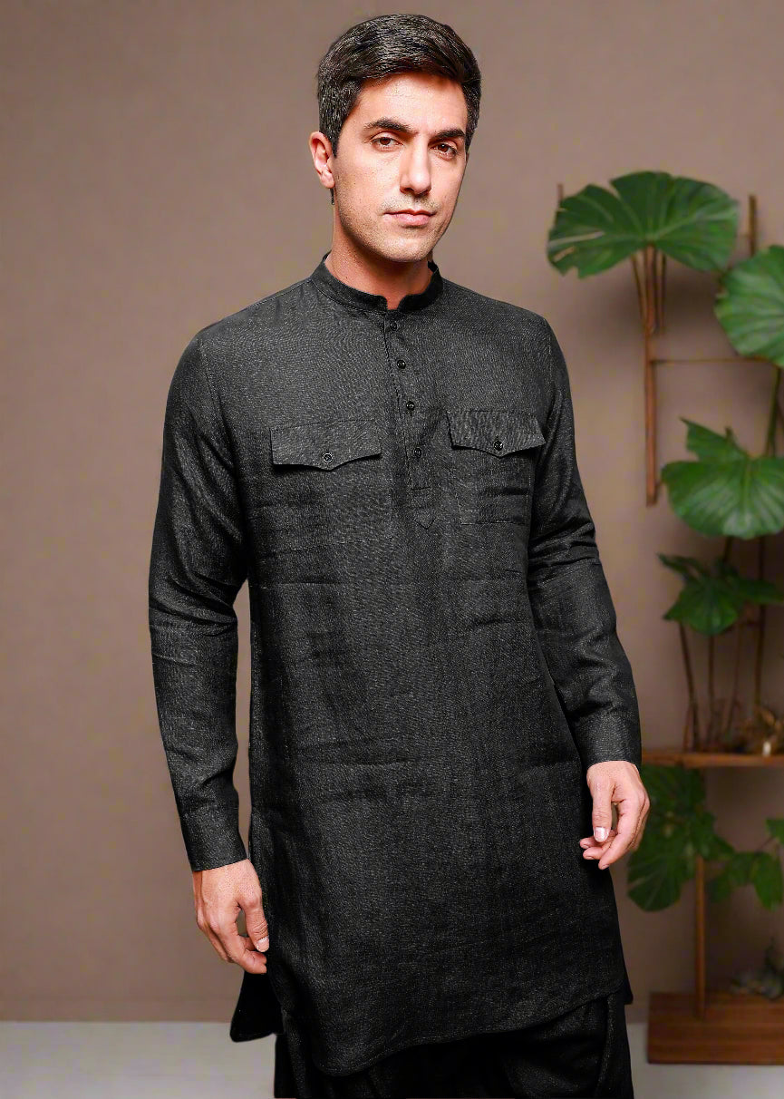 Linen Long Kurta For Men | Long Linen Kurta – Linen Trail