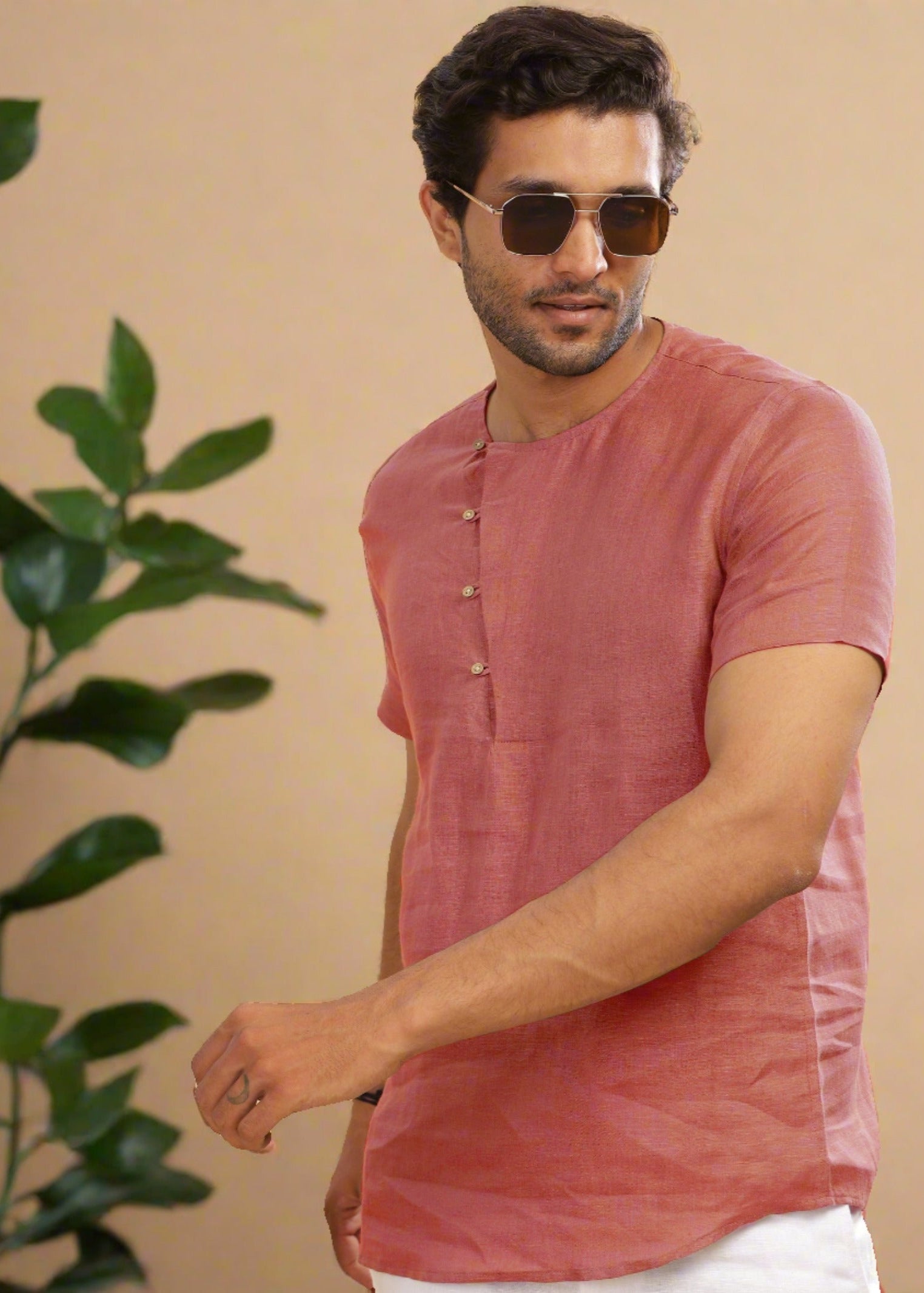Terracotta Red Pure Linen Short Sleeve T-Shirt – Linen Trail