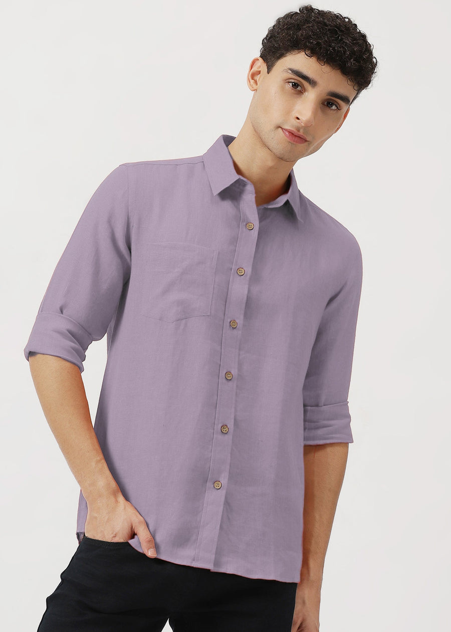 Misty Lilac Pure Linen Full Sleeve Shirt for Men – Linen Trail